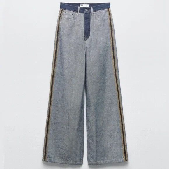Zara | Jeans | Zara Inside Out Blue Denim Jeans Wide Leg High Rise ...